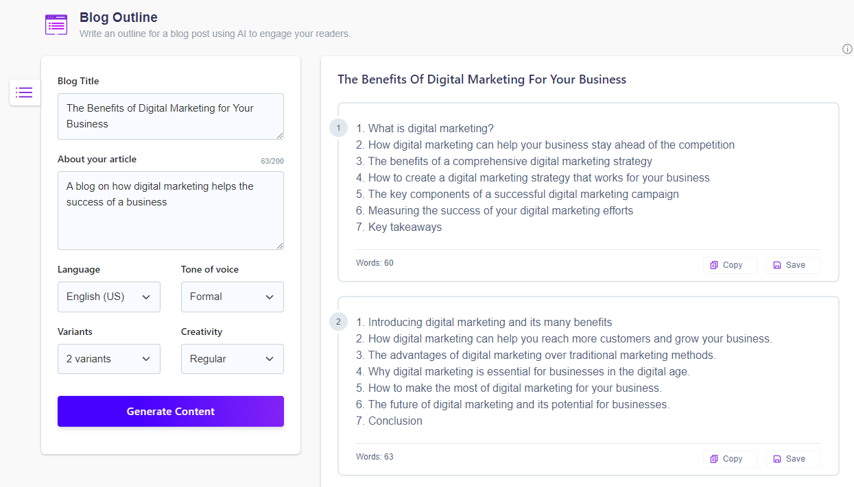 Free Blog Outline Generator - Wordkraft