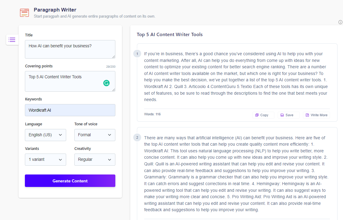 Online Free Paragraph Generator - Wordkraft