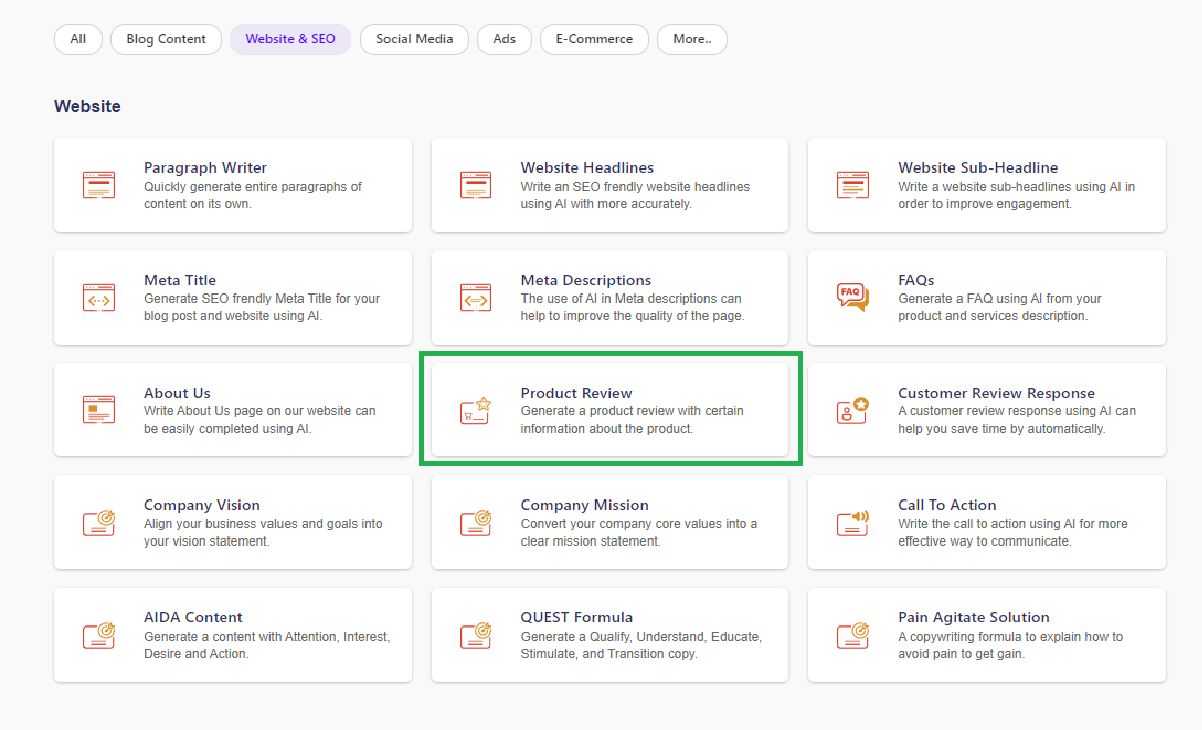 Product Review Generator - Wordkraft