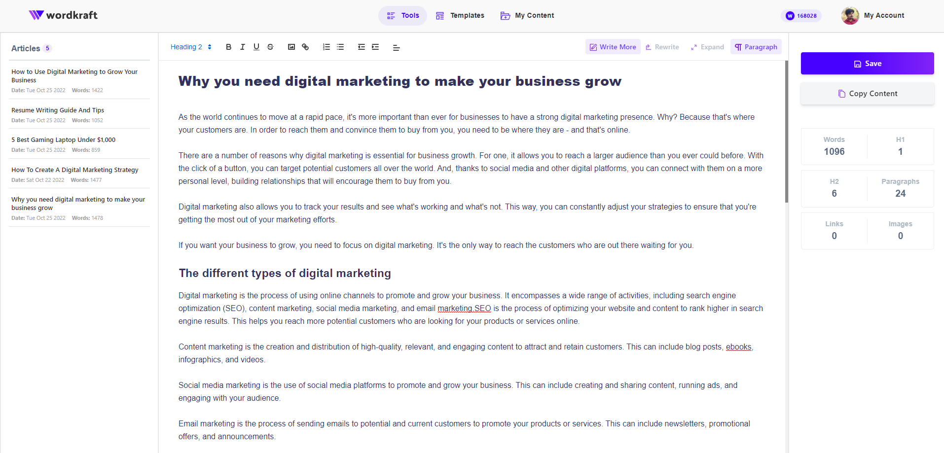 Article Generator AI Tool - Wordkraft