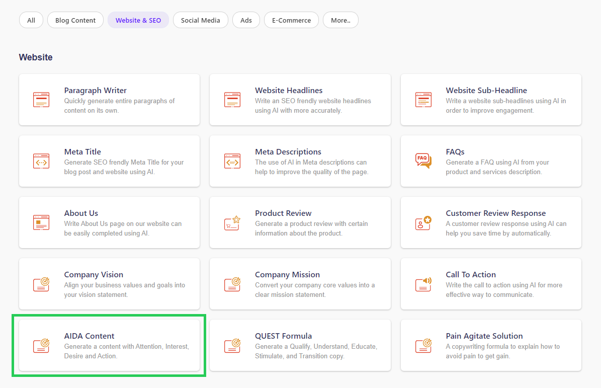 AIDA Content Generator - Wordkraft