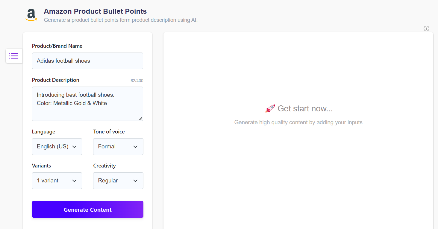Amazon Product Bullet Points Generator - Wordkraft