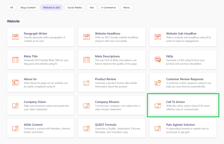 Call To Action Generator - Wordkraft