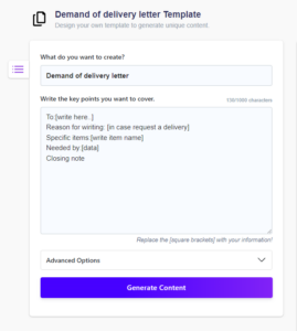 Demand of delivery letter Template: AI Generator with Examples - Wordkraft