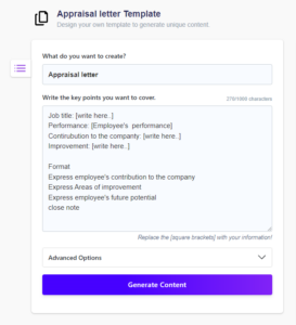 Appraisal letter Template: AI Generator with Examples - Wordkraft