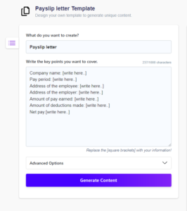 Payslip letter Template: AI Generator with Examples - Wordkraft
