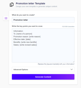 Promotion letter Template: AI Generator with Examples - Wordkraft