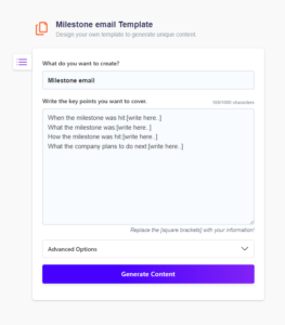 Milestone email Templates with Examples (AI Generator) - Wordkraft