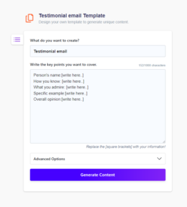 Testimonial email Templates with Examples (AI Generator) - Wordkraft