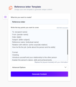 Reference letter Templates with Examples (AI Generator) - Wordkraft