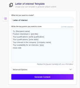 Letter of interest Template: AI Generator with Examples - Wordkraft