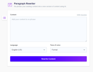 Paragraph rewriter, paragraph changer, paragraph reworder
