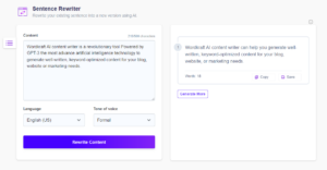 Sentence Rewriter, sentence reworder, Sentence changer