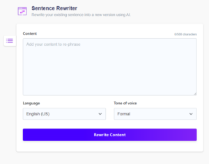 Sentence Rewriter, sentence reworder, Sentence changer