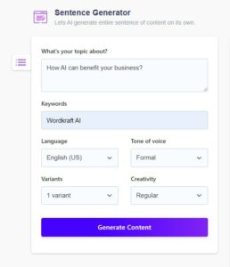 Sentence Generator, Sentence Writer, Sentence Creator