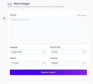 Word changer, Word rewriter, word paraphrase