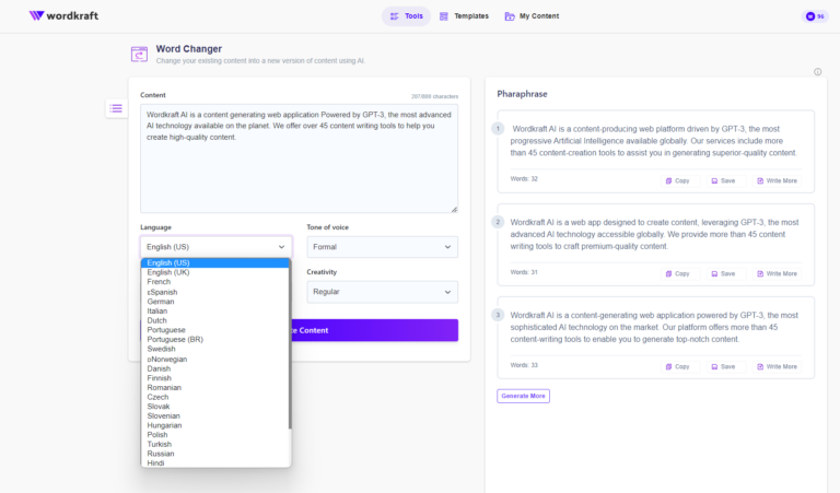 Word changer, Word rewriter, word paraphrase