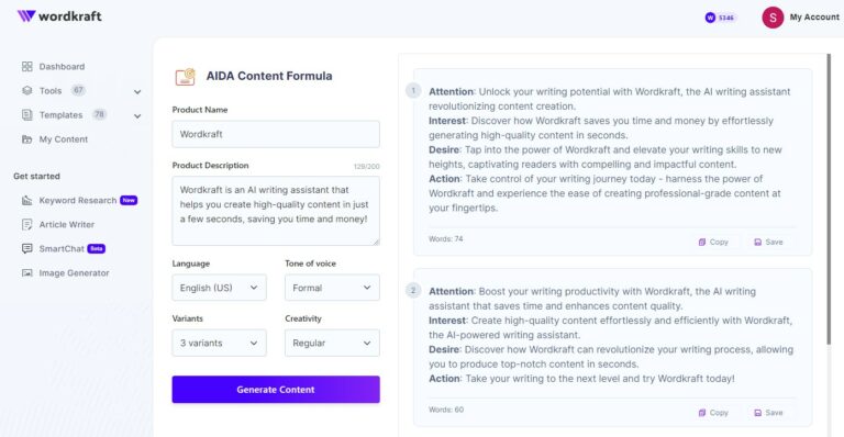 Best Free Online AIDA Content Generator Tool - Wordkraft