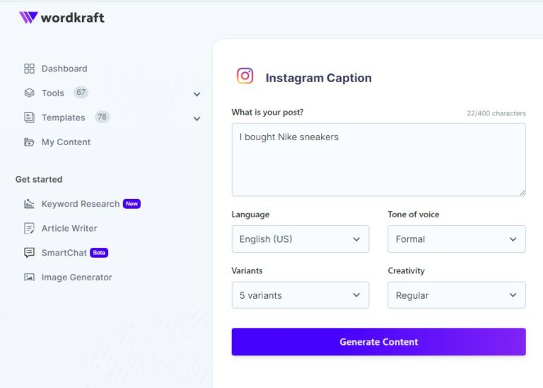 Best Free Online Instagram Caption Generator - Wordkraft