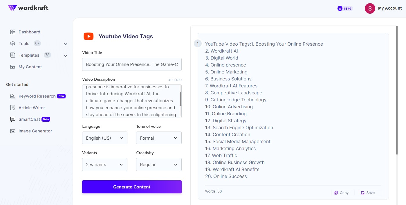 Best Free Online YouTube Video Tags Generator Tool - Wordkraft