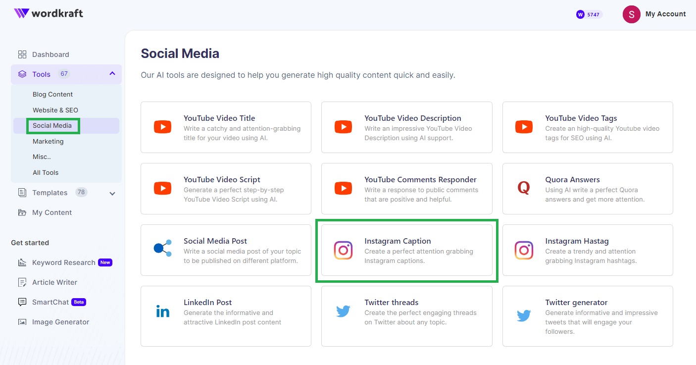Best Free Online Instagram Caption Generator - Wordkraft