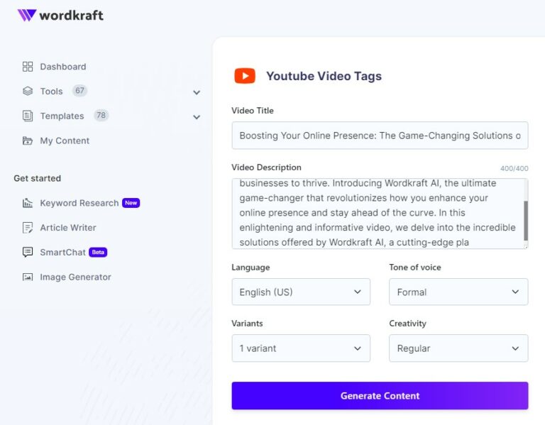 Best Free Online YouTube Video Tags Generator Tool - Wordkraft