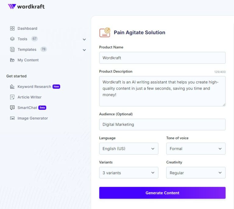 Best Free Online Pain Agitate Solution Generator - Wordkraft