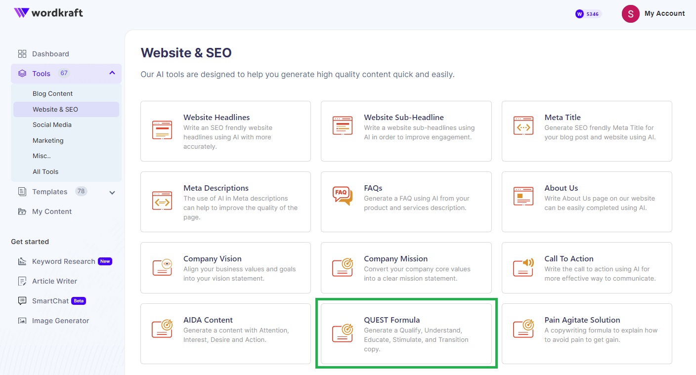Best Free Online QUEST Formula Generator Tool - Wordkraft