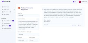 Best Free Online YouTube Comments Responder AI Tool - Wordkraft