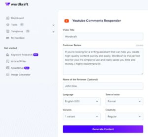 Best Free Online YouTube Comments Responder AI Tool - Wordkraft