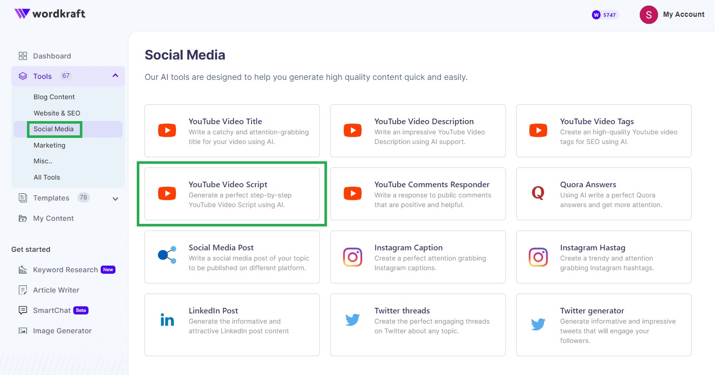 Best Free Online YouTube Video Script Generator Tool - Wordkraft
