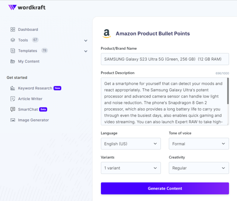 Best Free Online Amazon Bullet Points Generator - Wordkraft
