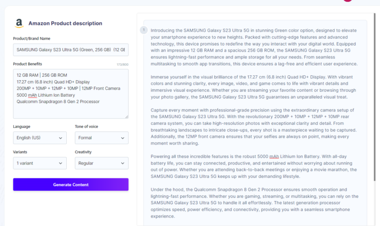 Best Free Online Amazon Product Description Generator - Wordkraft