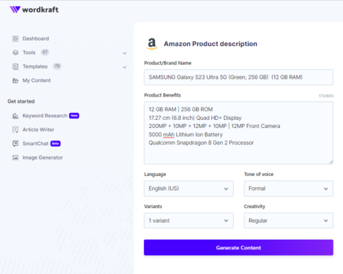 Best Free Online Amazon Product Description Generator - Wordkraft