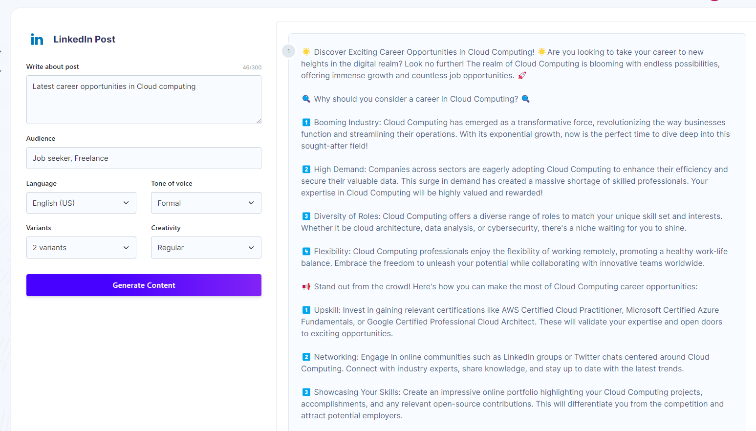 Best Free Online LinkedIn Post Generator - Wordkraft