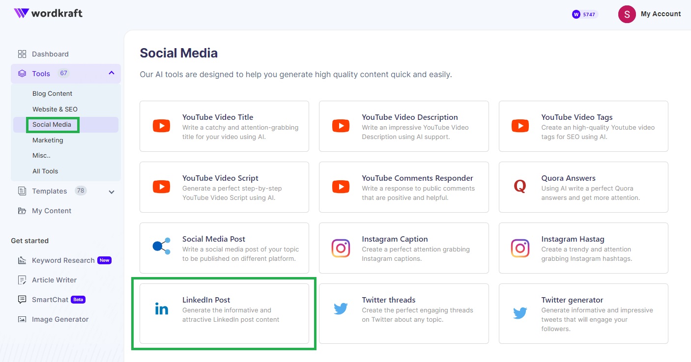 Best Free Online LinkedIn Post Generator - Wordkraft